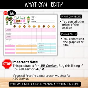 LBB Girl Scout Cookie Booth Sales Tracker Form Editable Canva Template ...