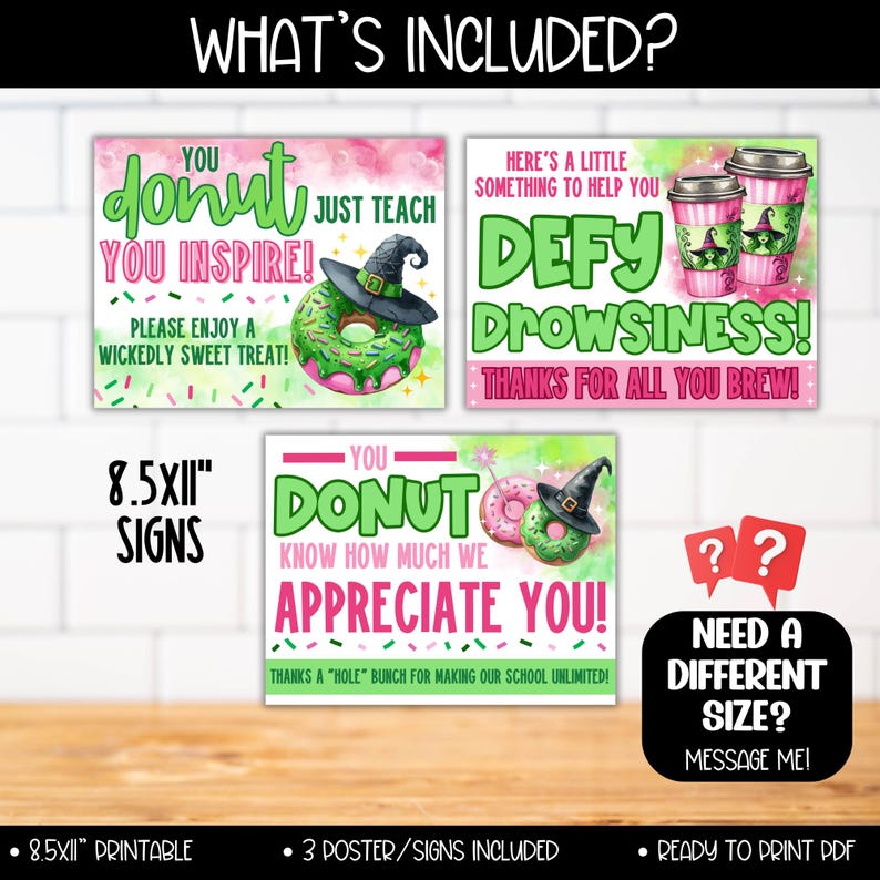 Wicked Coffee Donut Breakfast Bar Poster Bundle, Teacher Staff ...