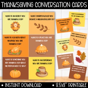 Thanksgiving Conversation Cards, Family Friendly Conversation Starters ...