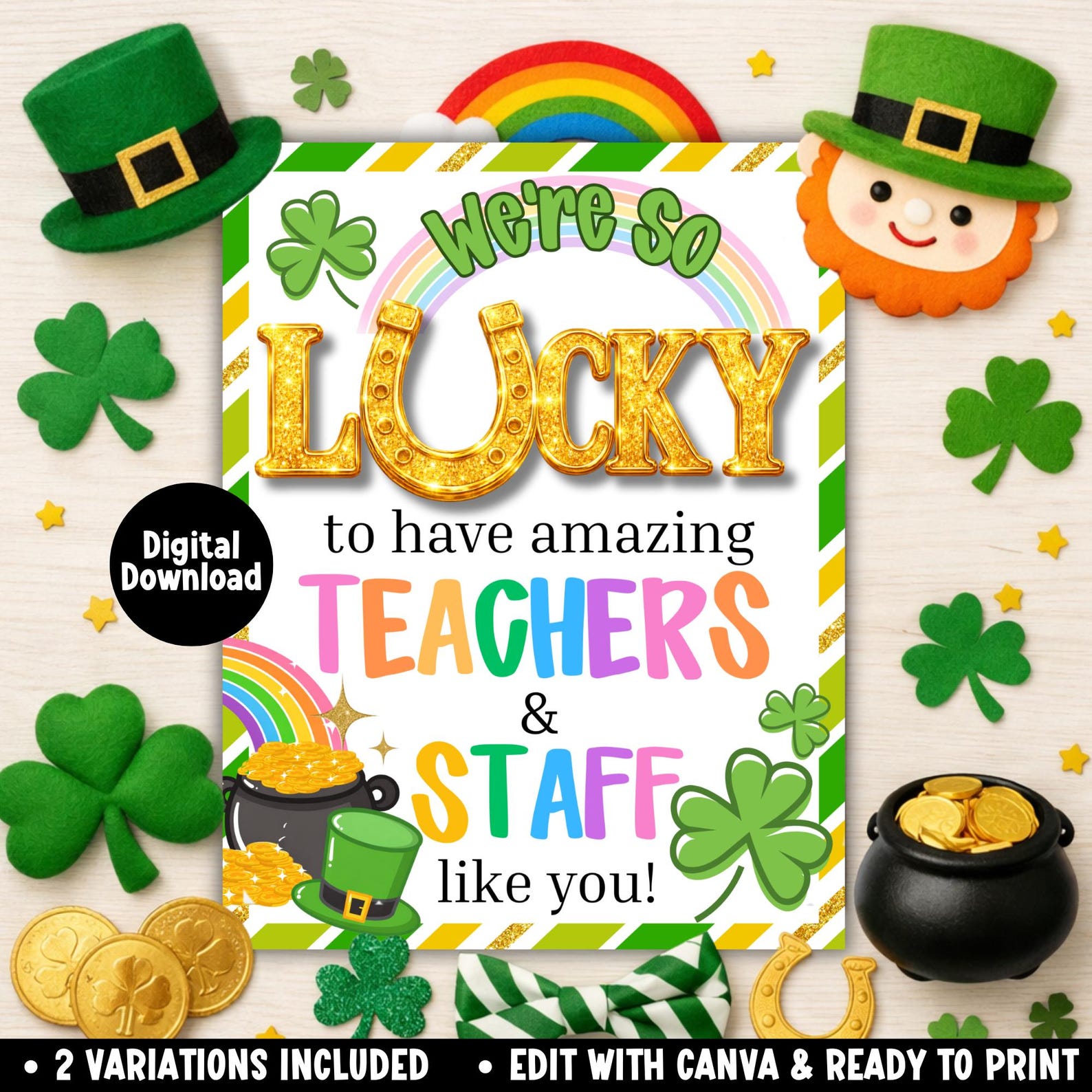 St. Patrick’s Day Teacher Appreciation Sign Printable, Lucky to Have ...