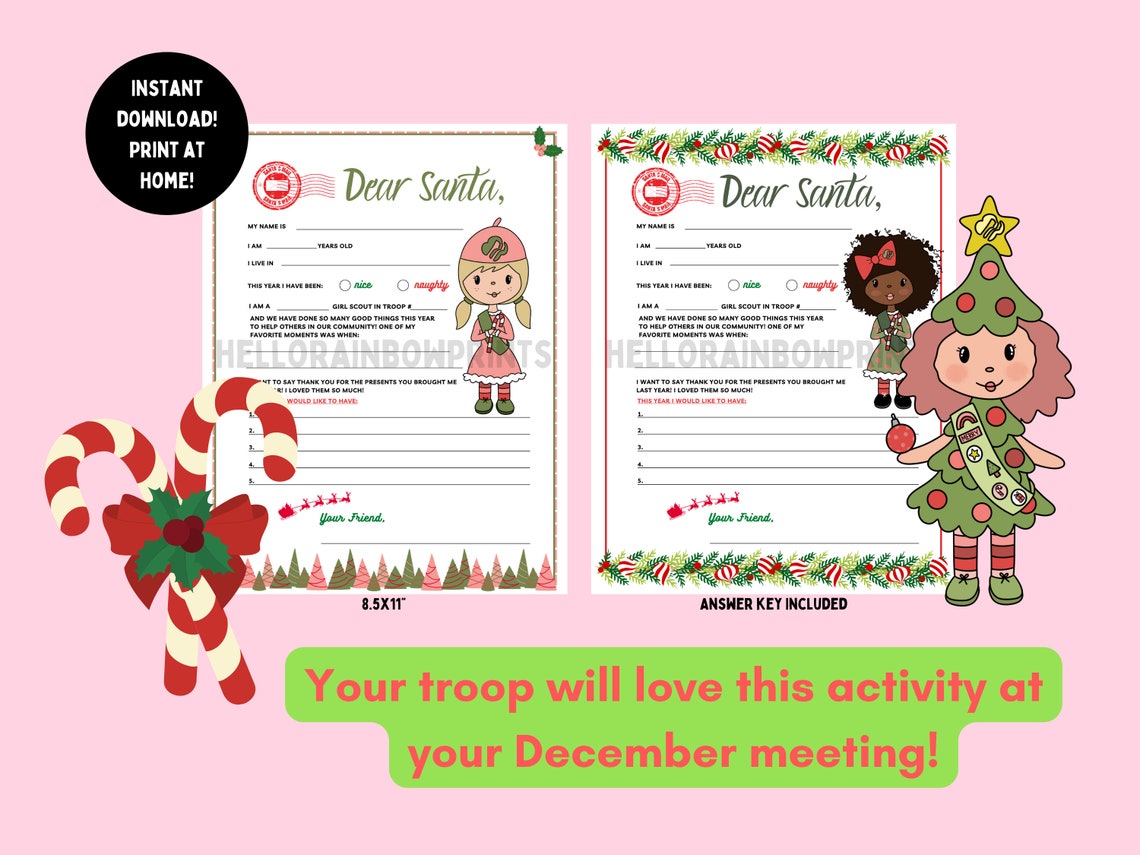 Girl Scout Christmas Letter to Santa Girl Scout Troop - Etsy