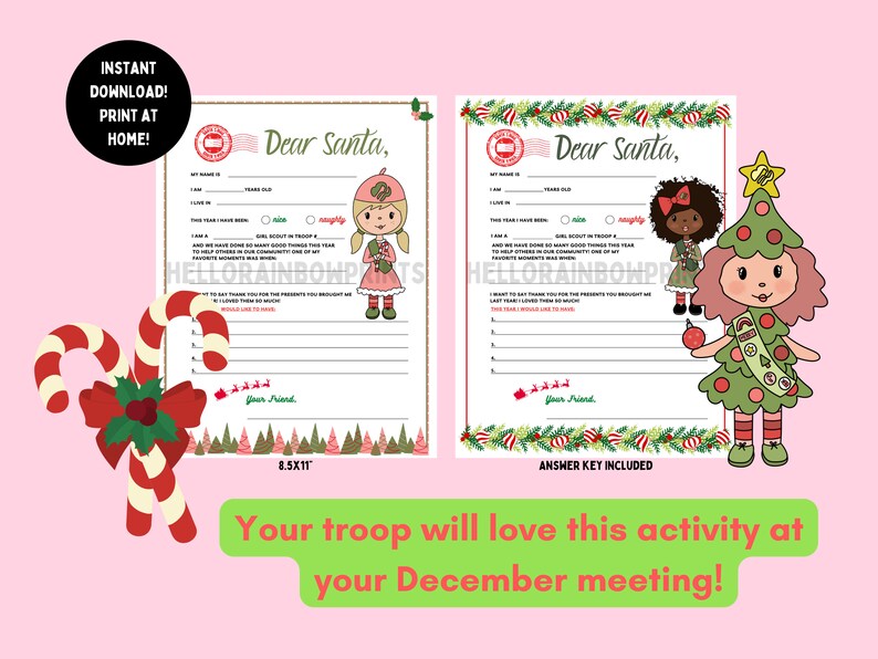 Girl Scout Christmas Letter to Santa Girl Scout Troop - Etsy