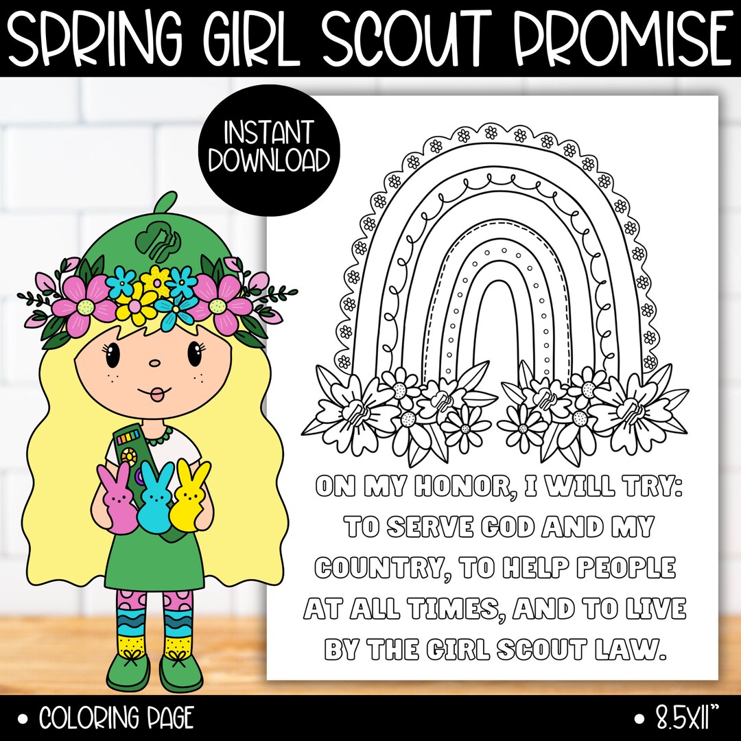 Easter Girl Scout Promise Coloring Pages Activity Craft, Girl Scouts ...