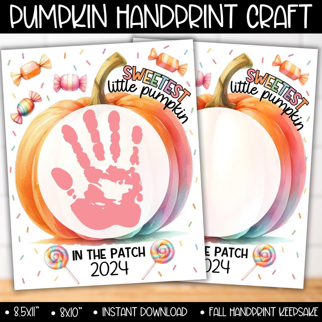 2024 Halloween Pumpkin Candy Handprint Craft, Toddler Baby Art Craft ...