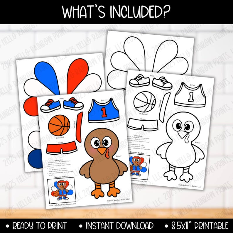 Disguise the Turkey Basketball Player Printable Craft Kit, Kids ...