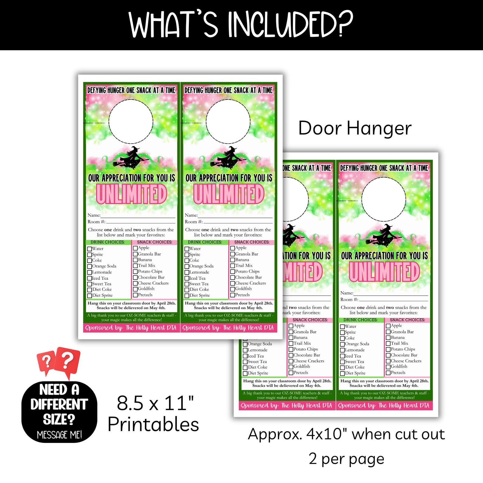 Wicked Teacher Staff Appreciation Week Theme Snack Food Door Hanger ...