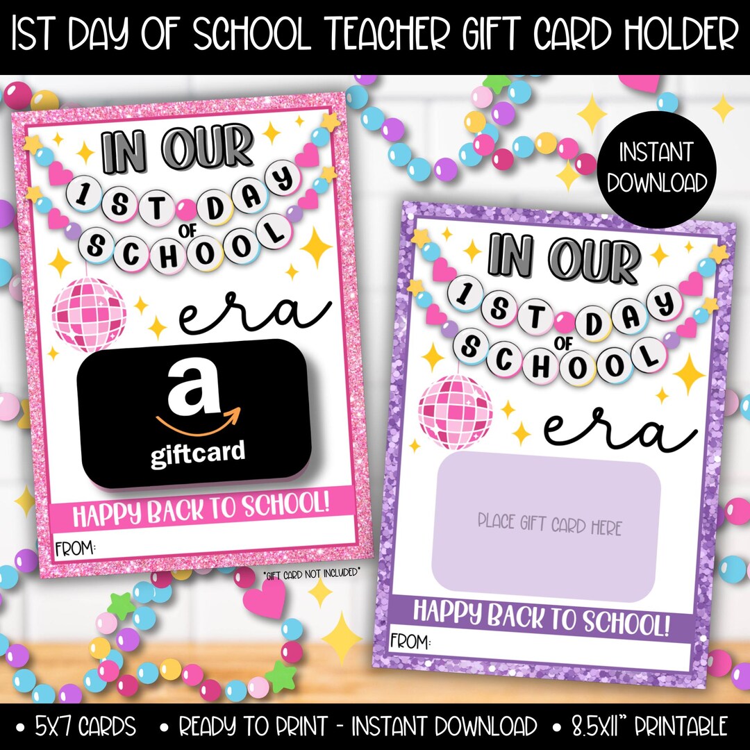 First Day of School Teacher Staff Appreciation Gift Card Holder ...