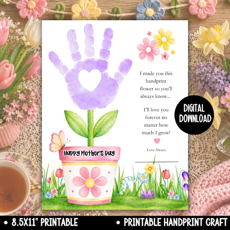 Mothers Day Handprint Flower Pot - Etsy