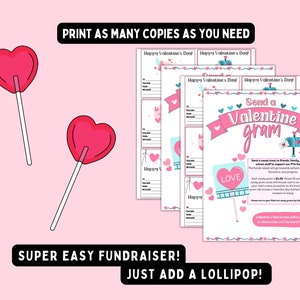 PTA PTO Valentine's Day Candy Gram School Fundraiser Flyer Template ...