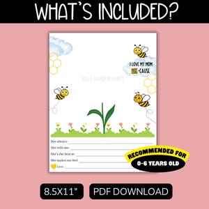 Mother's Day Bee Flower Handprint Craft, Gift for Mom Printable, Spring ...