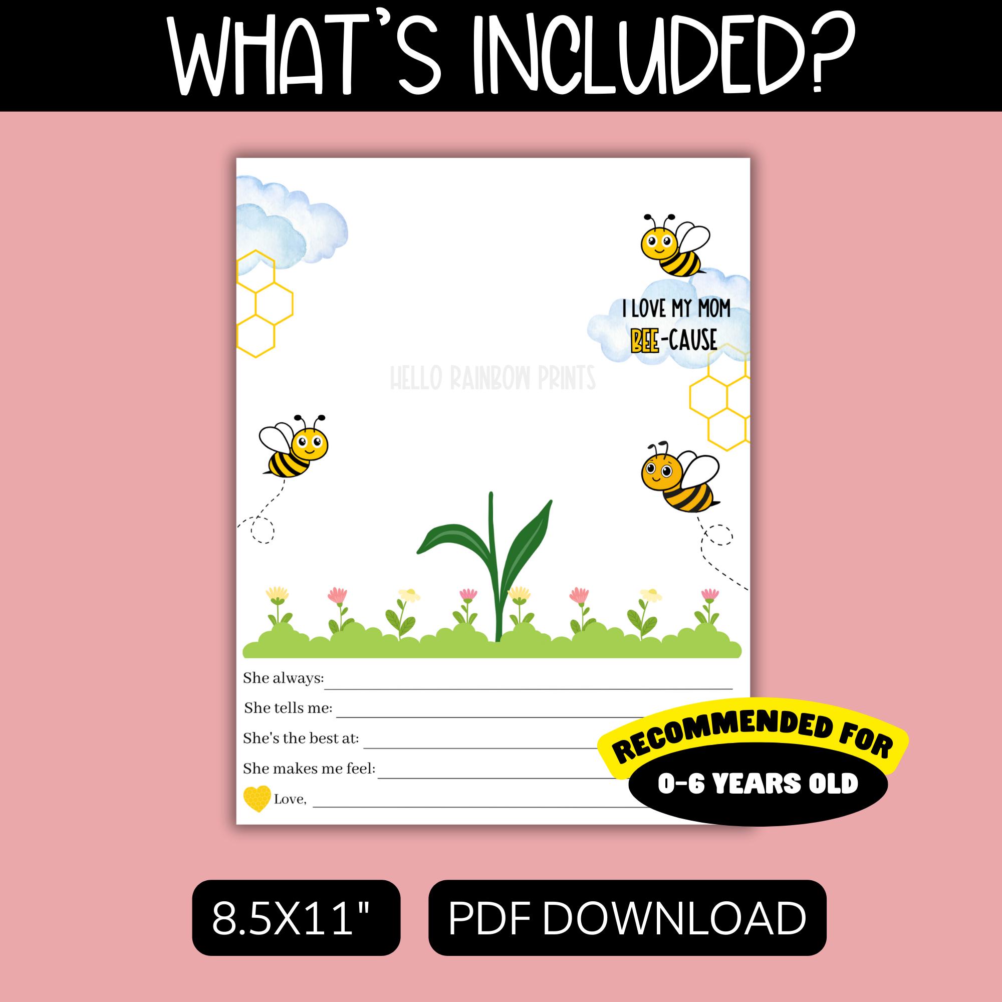 Mother's Day Bee Flower Handprint Craft, Gift for Mom Printable, Kids ...