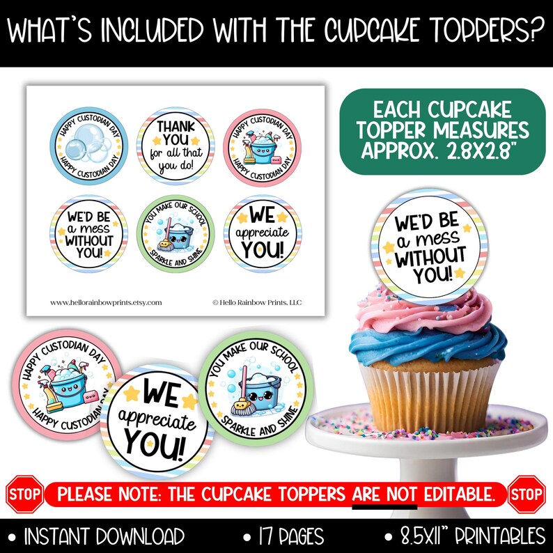 Custodians Appreciation Day Gift Tags Banner Bundle, Custodian Janitor ...