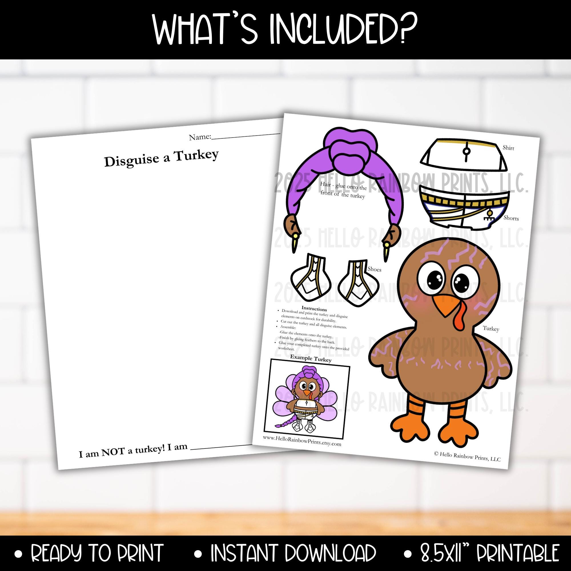 Disguise the Turkey Kpop Hunter Printable Craft Kit, Rumi Coloring ...