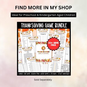 Thanksgiving Fall Kids Activities Game Bundle, Fall Preschool Prek ...
