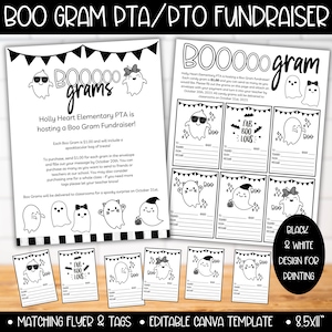 PTA PTO Boo Gram Fundraiser Flyer Template, School Fundraiser Ideas ...