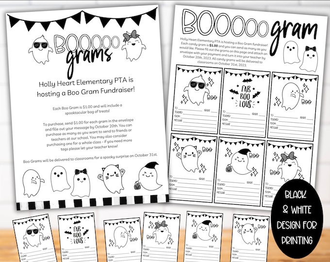 PTA PTO Boo Gram Fall Fundraiser Flyer Template, School Fundraisers ...