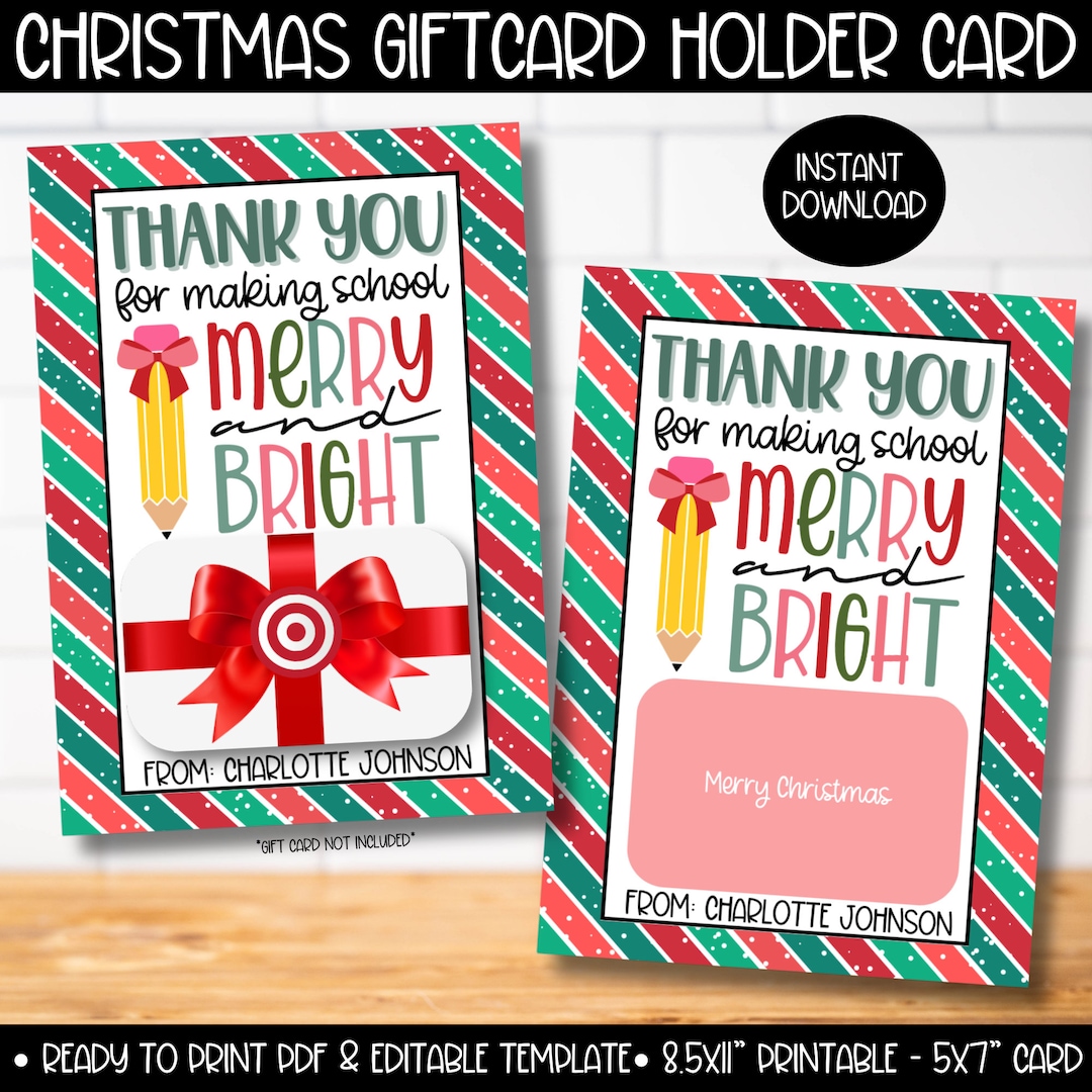 Christmas Teacher Coffee Gift Card Holder Printable, Teacher Staff ...