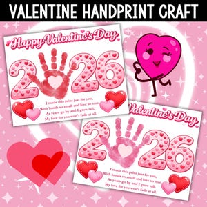 Valentine's Day Handprint Craft, 2026 Kids Valentine Activity Printable ...