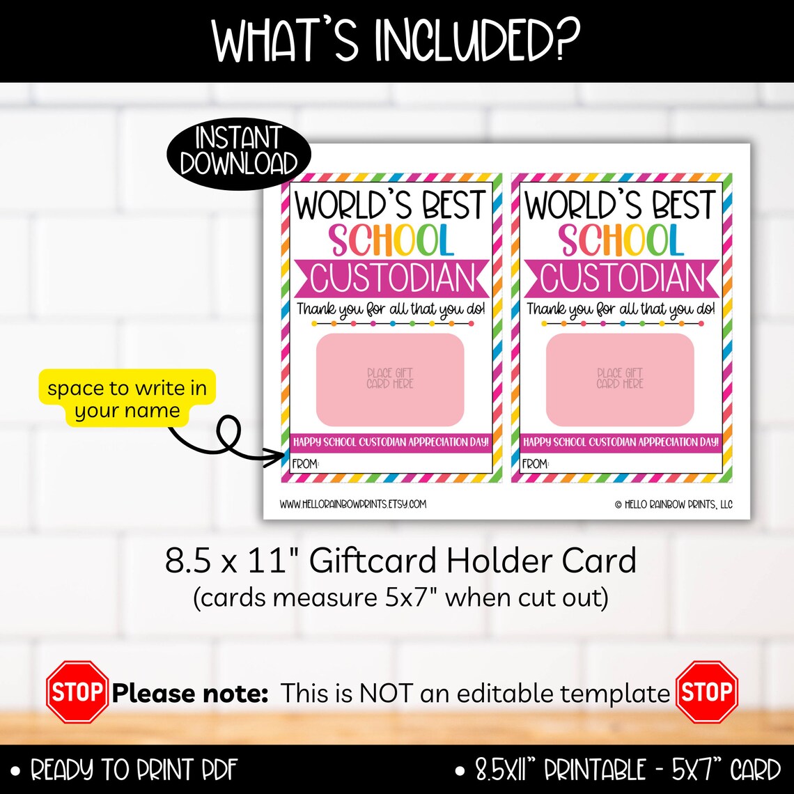 Custodian Appreciation Day Gift Card Holder, World's Best School ...