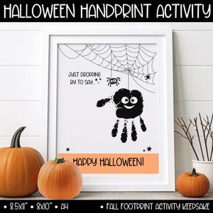 Halloween Spider Pumpkin Handprint Craft, Autumn Craft Kit for Kids ...