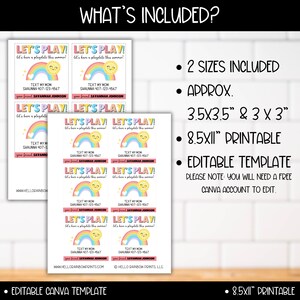 Let's Play Playdate Invite Cards Kids Template, Keep in Touch Cards ...