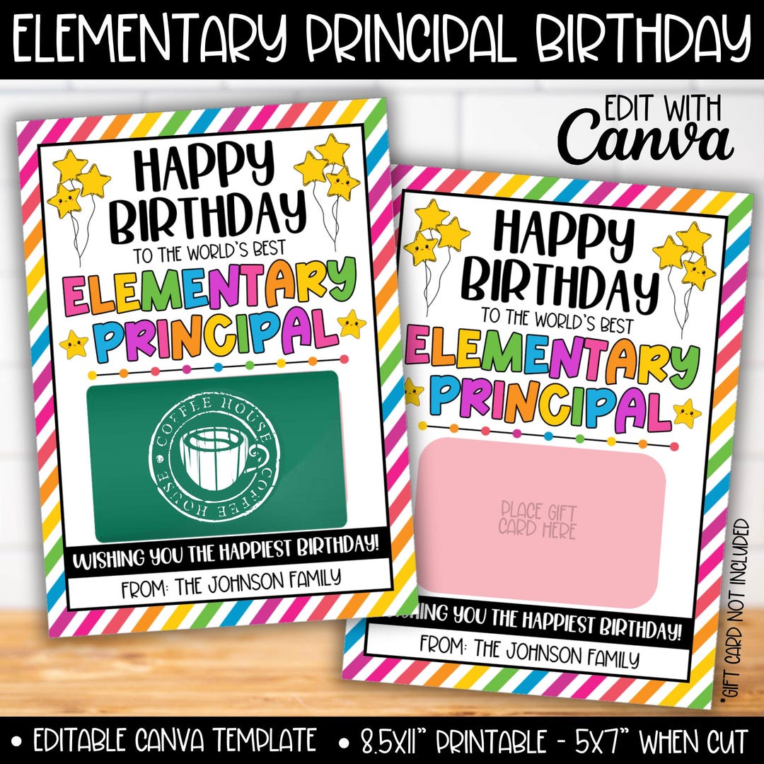 Best Elementary Principal Birthday Day Gift Card Holder, Principal Bday ...