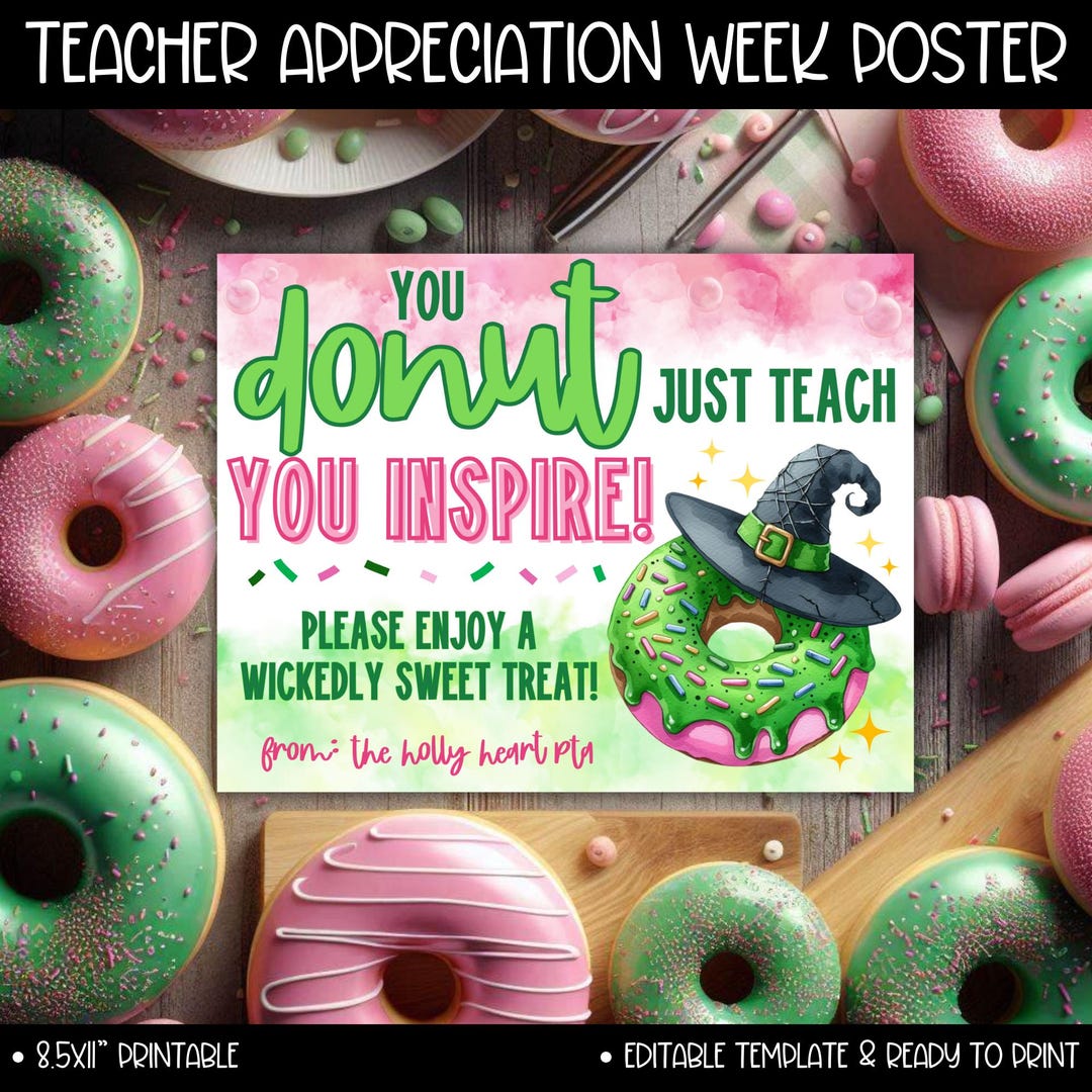 Wicked Donut Teacher Appreciation Week Theme Poster Sign, Doughnut Oz ...