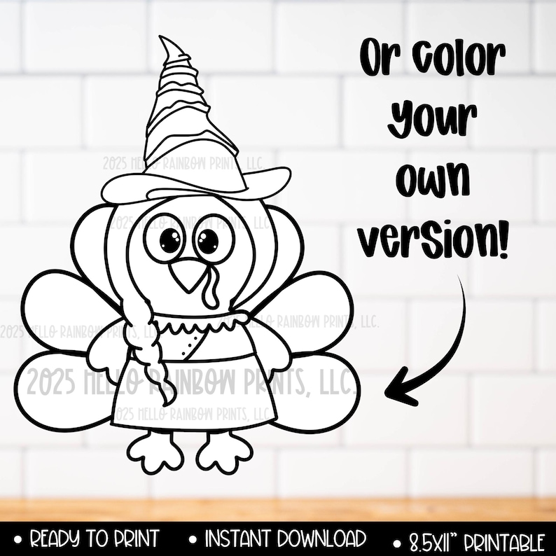 Disguise the Turkey Wicked Witch Printable Craft Kit, Elphaba Coloring ...