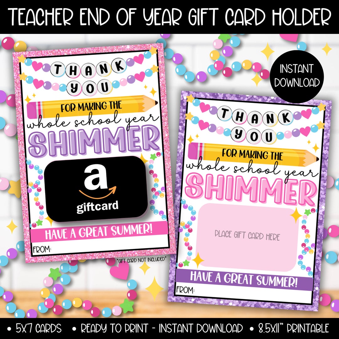 Teacher End of School Year Gift Card Holder, Pop Star Teacher Shimmer ...
