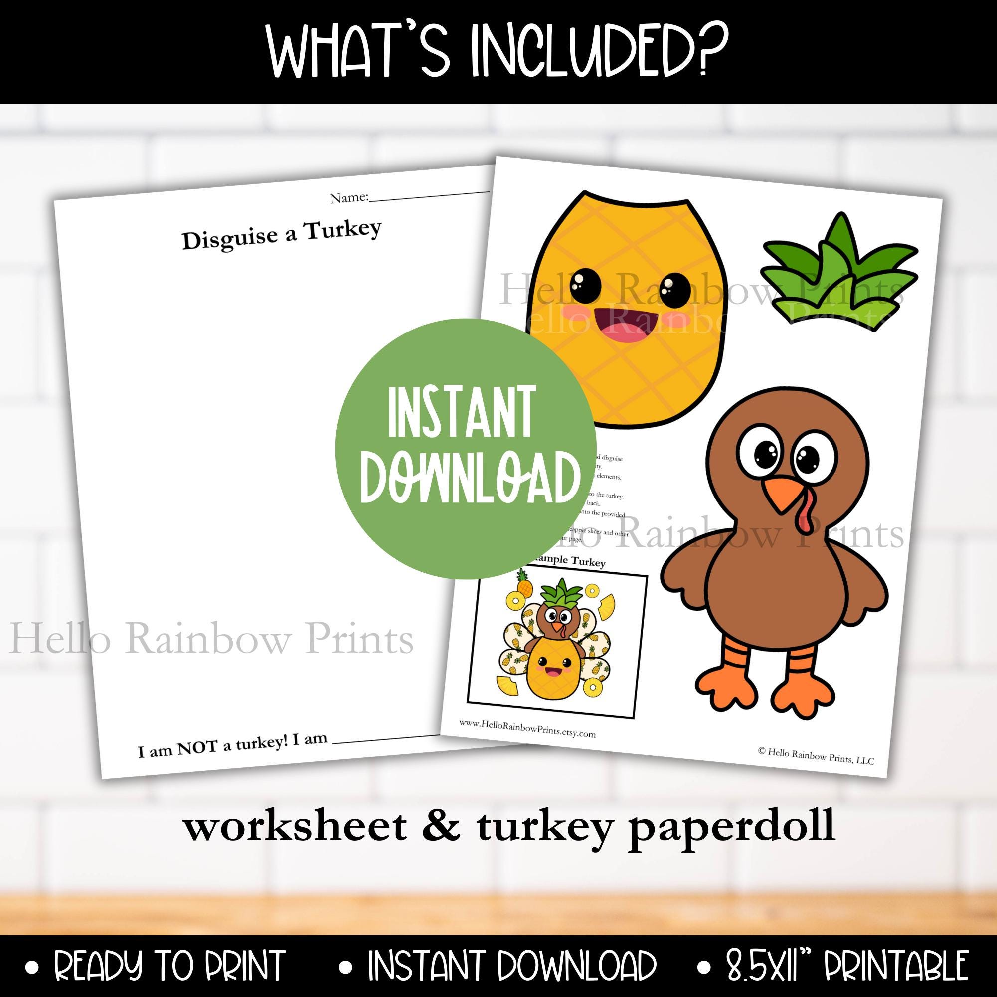 Pineapple Turkey Disguise Printable Craft Kit, Pine Apple Fruit ...