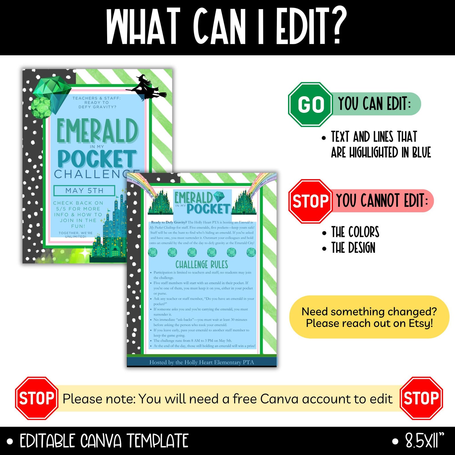 Wicked Theme Teacher Appreciation Game Flyer Bundle, Emerald in My ...