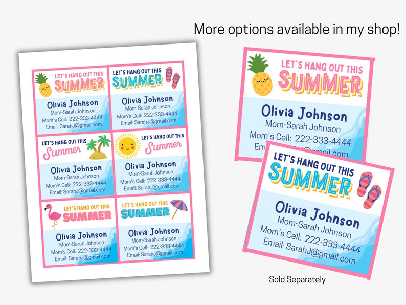Editable Playdate Calling Card for Kid Printable Summer Play - Etsy