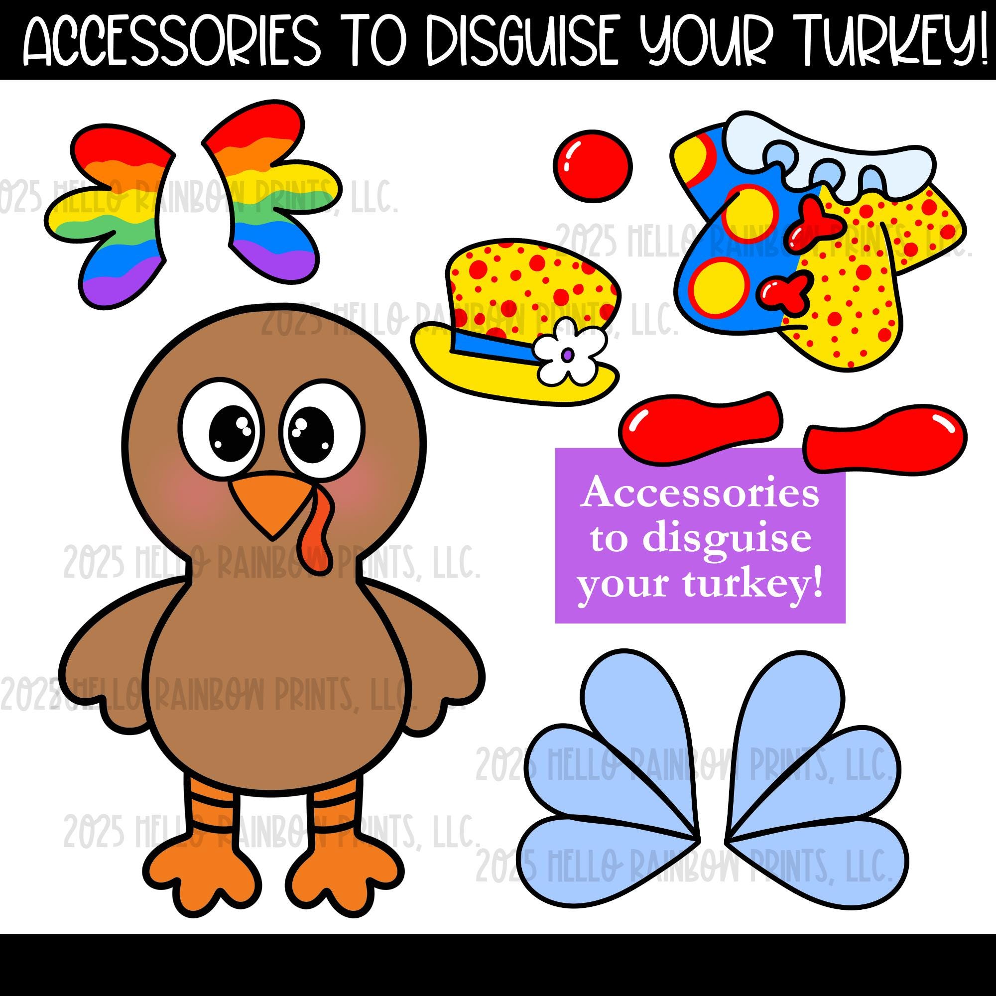 Thanksgiving Disguise the Turkey Clown Printable Craft Kit, NOT a ...