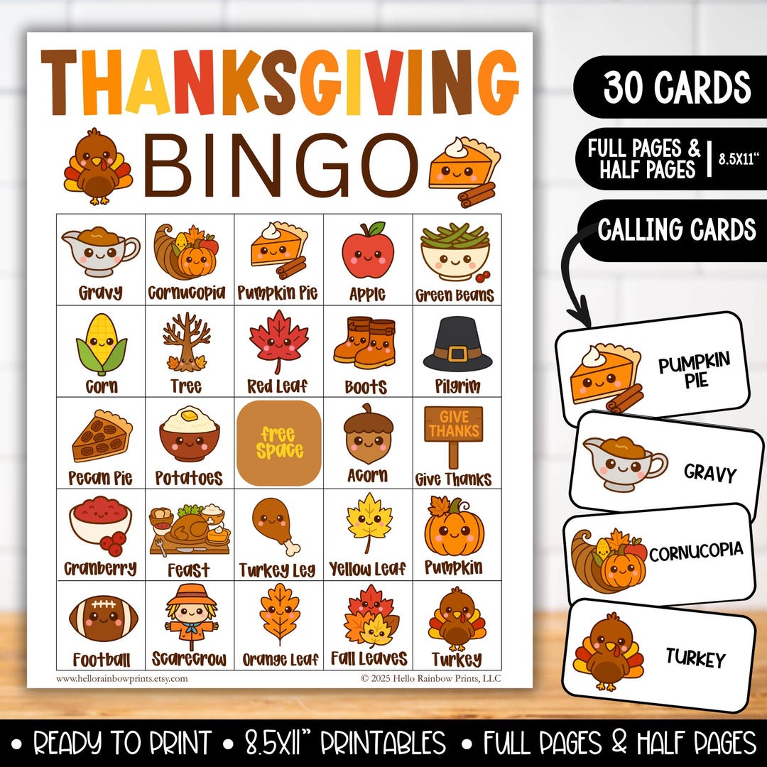Thanksgiving Turkey BINGO Game for Kids, Thankful Classroom Bingo Group ...