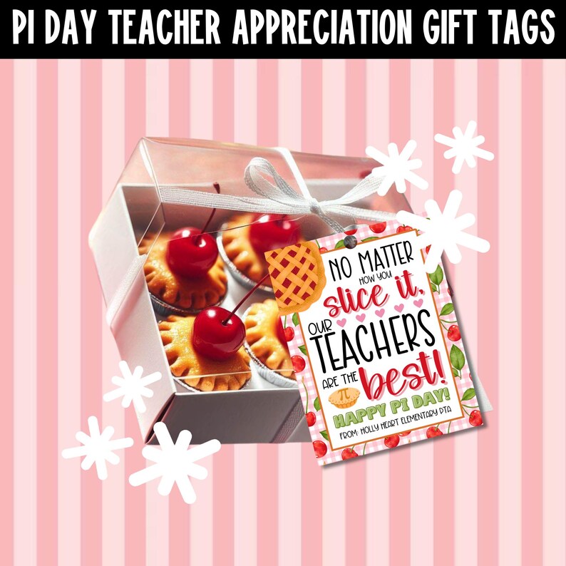 Pi Day Teacher Staff Appreciation Sign Posters Gift Tag Bundle, 3.14 ...
