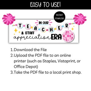 Teacher Staff Appreciation Week 6ft X 2ft Large Banner, Pop Star Theme ...