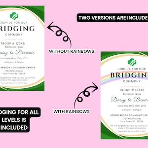 Girl Scout Bridging Invitation Template Girl Scout Bridging - Etsy