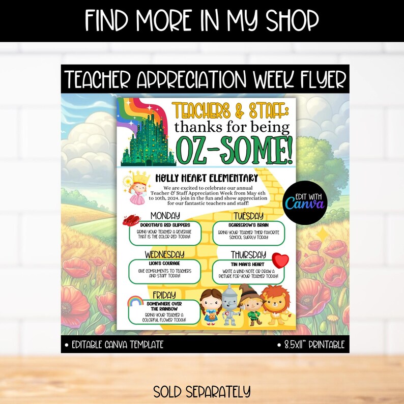 Wizard of Oz Teacher Appreciation Week Theme Poster Sign, Wicked Staff ...