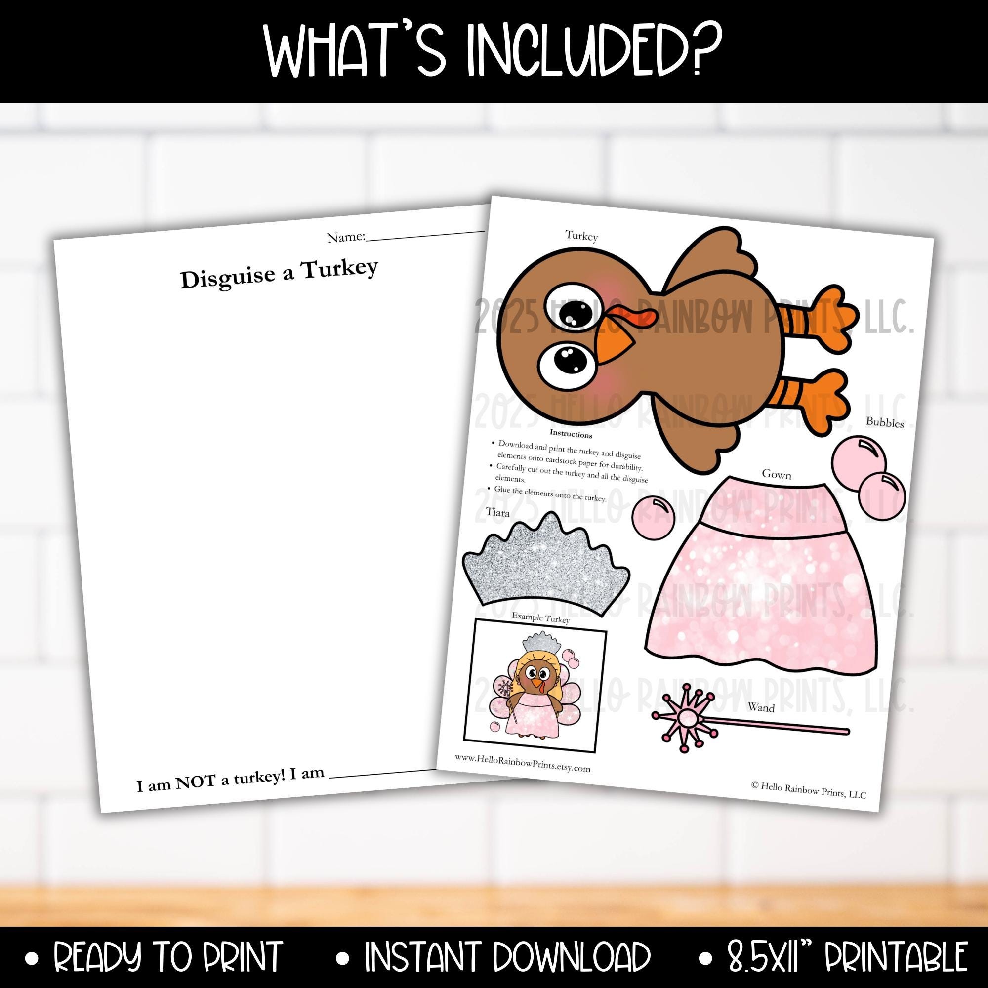 Thanksgiving Disguise the Turkey Wicked Printable Craft Kit Bundle ...