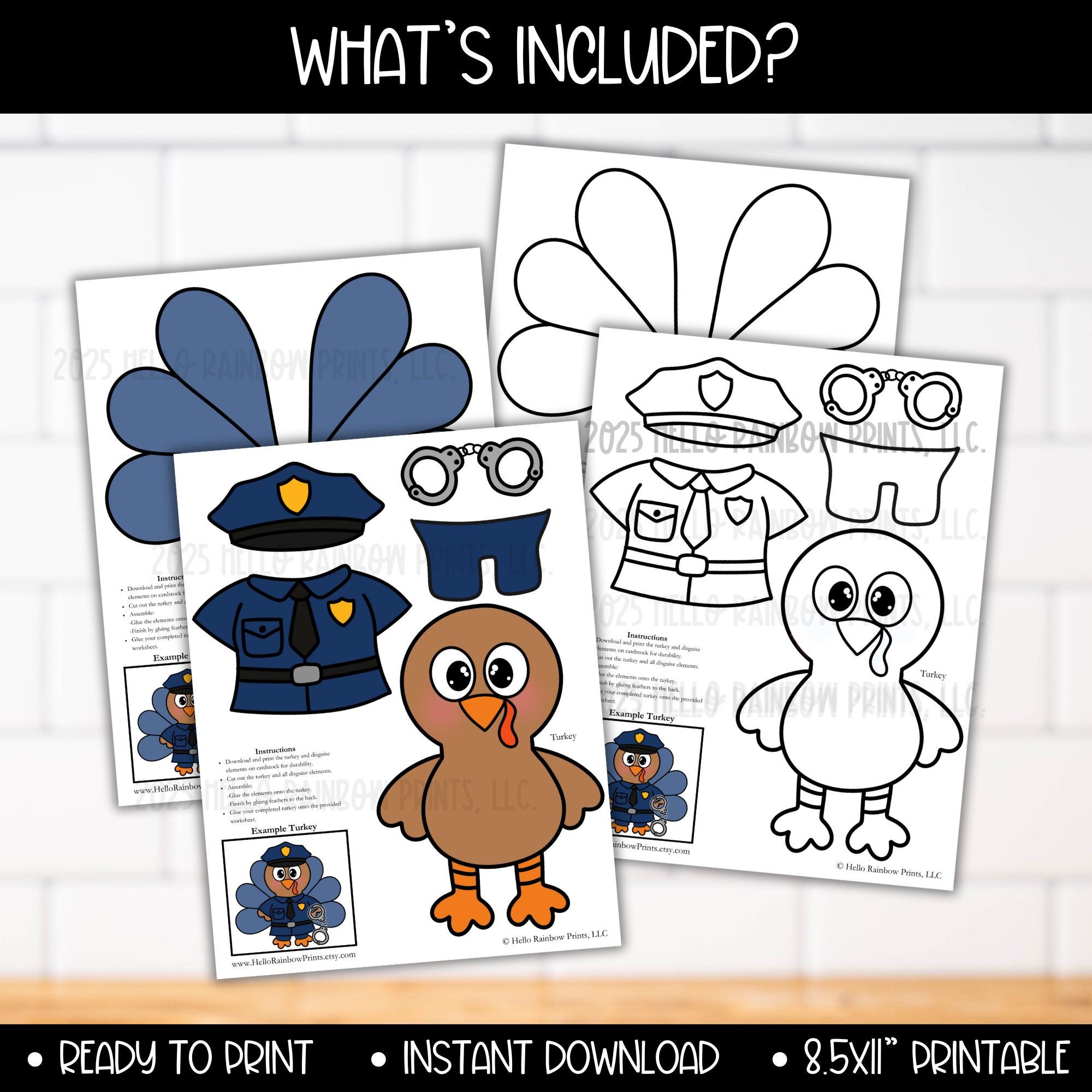 Thanksgiving Disguise the Turkey Project: Police Officer Craft Kit ...