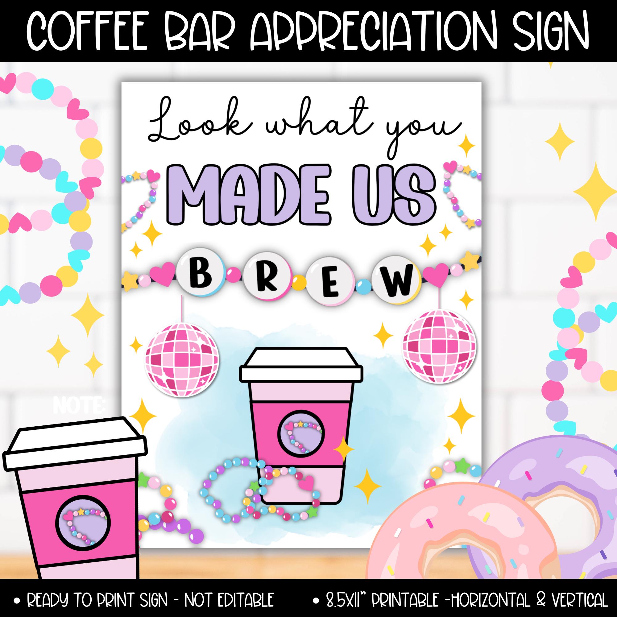 Teacher Staff Appreciation Week Coffee Bar Pop Star Sign Printable ...