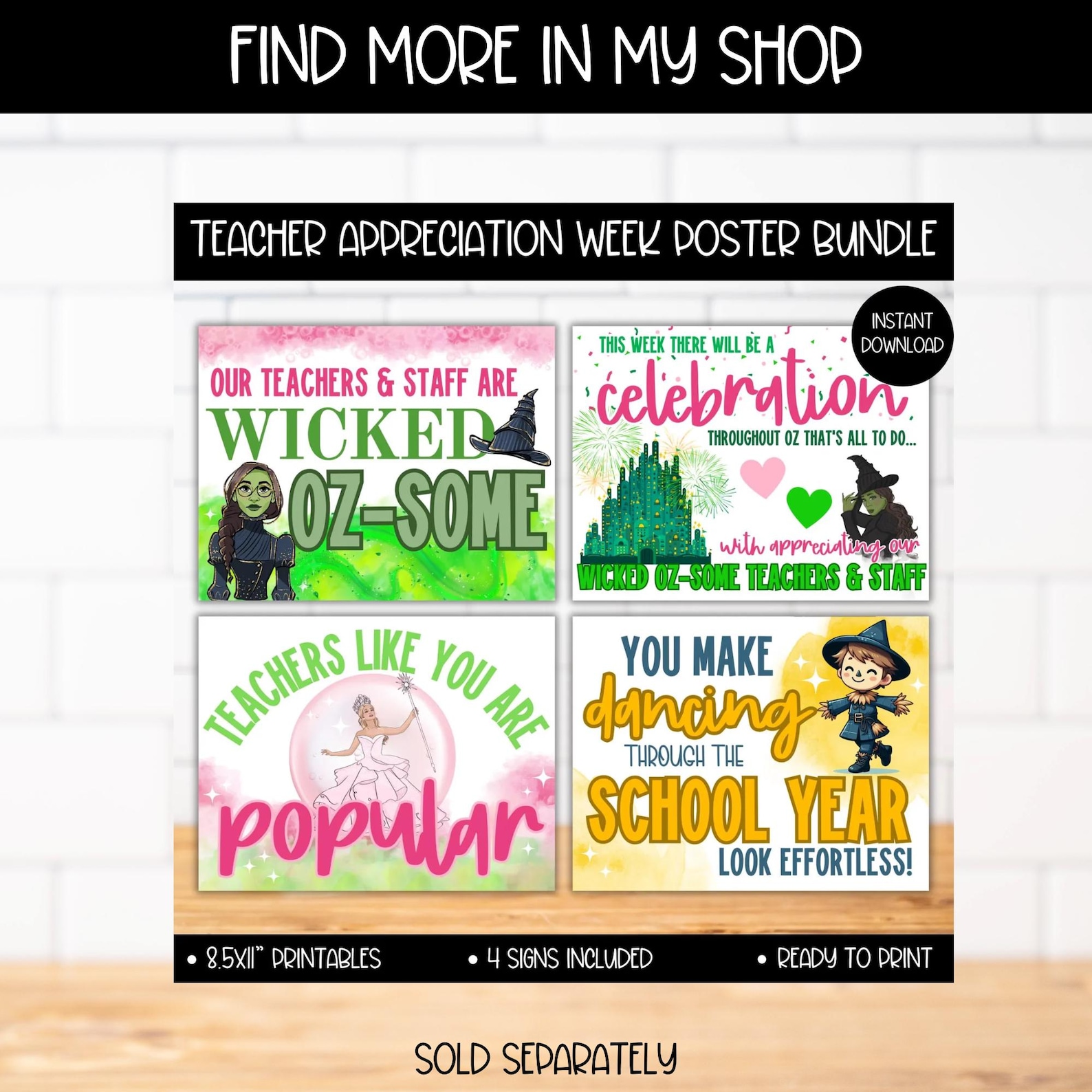 Wicked Teacher Appreciation Week Theme Cupcake Toppers, Wizard of Oz ...