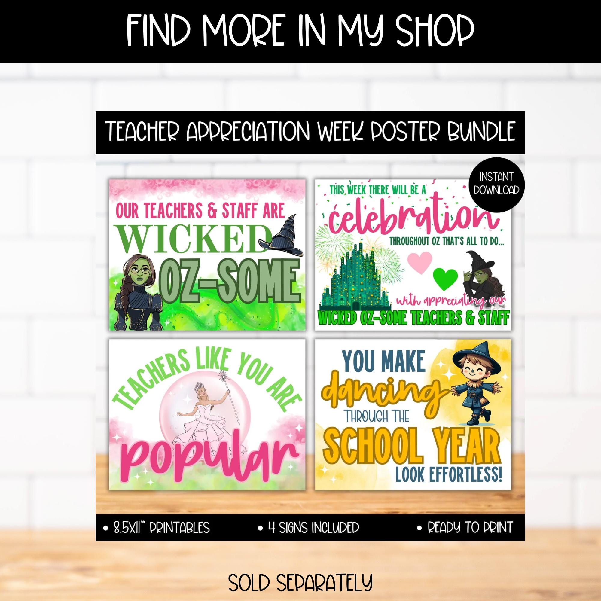 Wicked Teacher Appreciation Week Theme Cupcake Toppers, Wizard of Oz ...