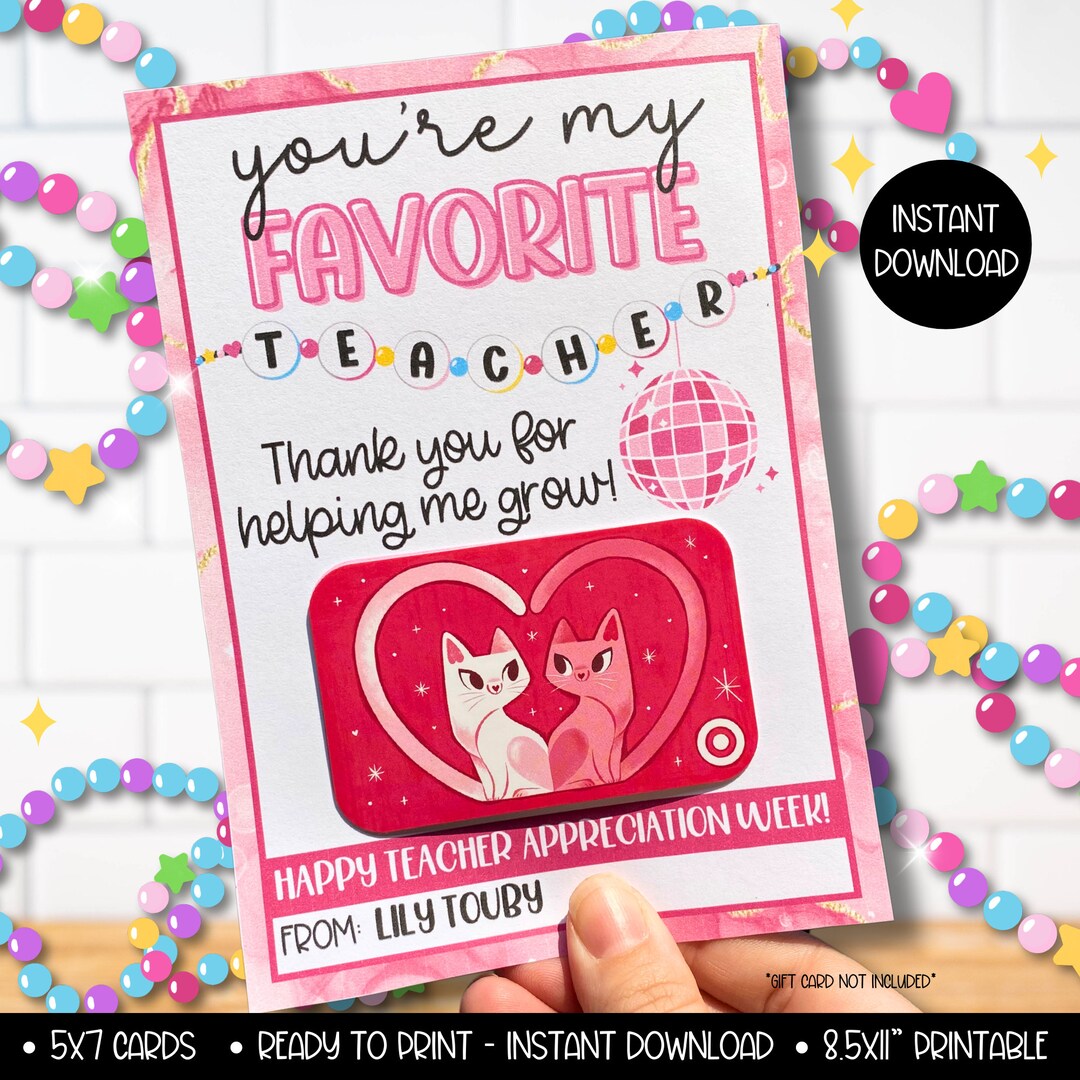 End of Year Teacher Era Appreciation Gift Card Holder, Pop Star Theme ...
