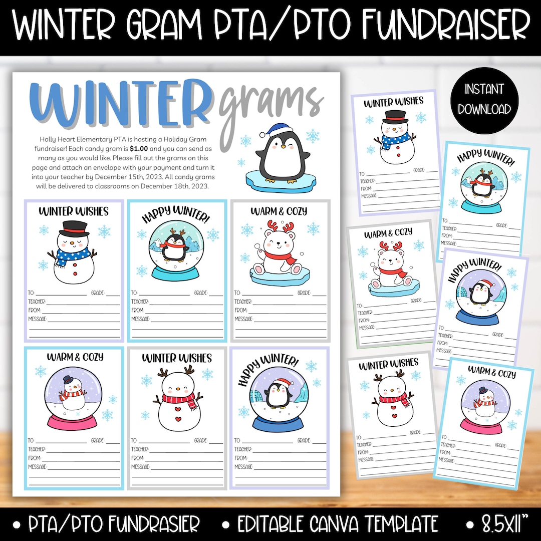 PTA PTO Inclusive Winter Grams Fundraiser Flyer Template, Classroom ...
