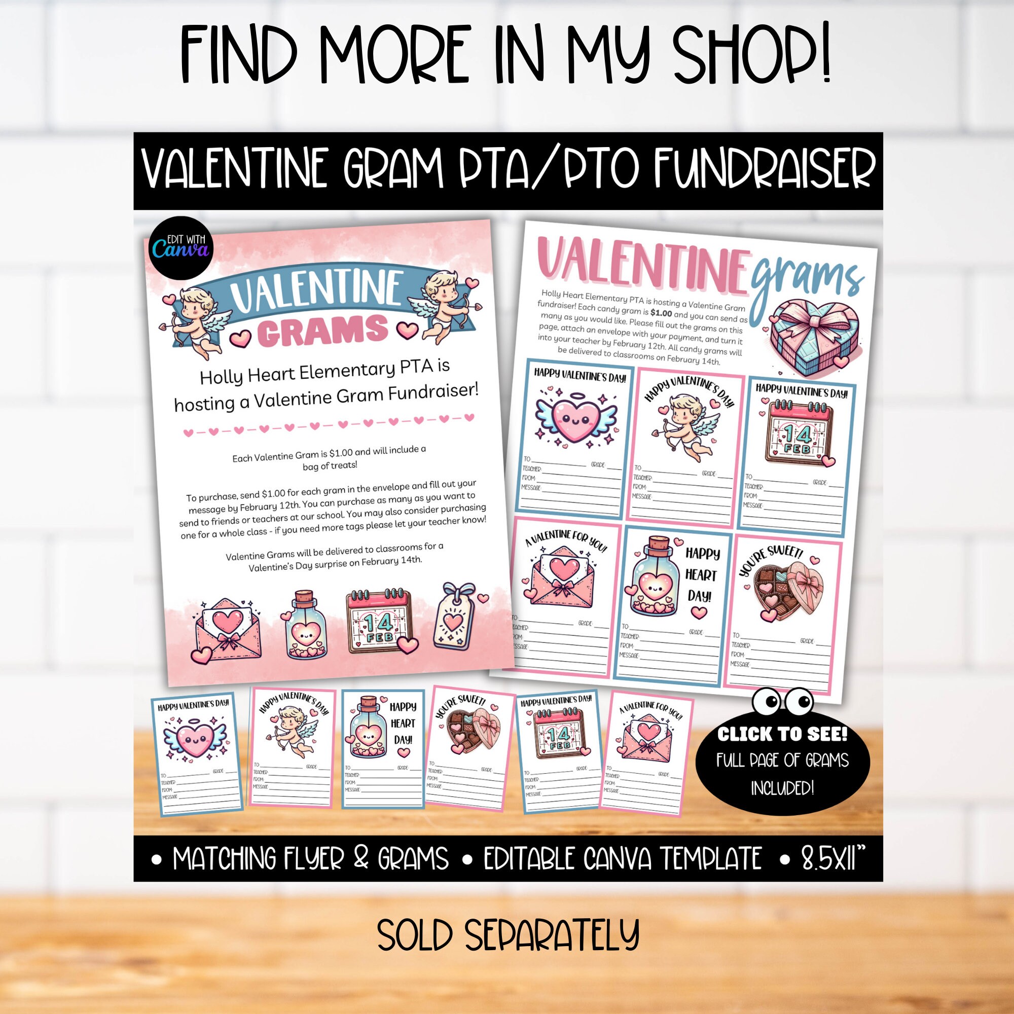 Valentine's Day Bear Candy Gram Lollipop Tag Holder, Printable PTA PTO ...