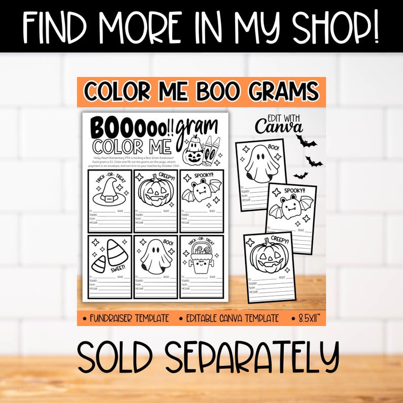 Halloween Boo Gram Fundraiser Tags Flyer Template Bundle, School Boo ...
