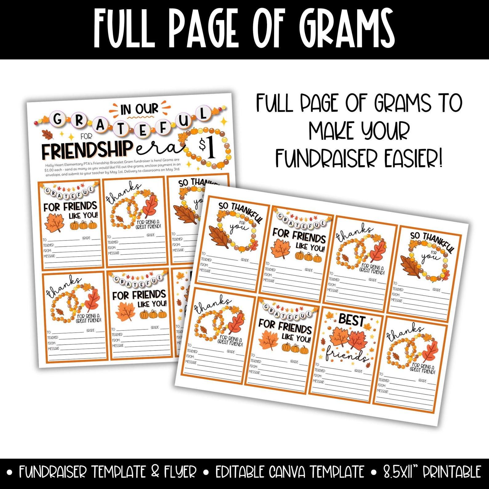 Gratitude Gram Inclusive Bracelet Fundraiser Flyer Template Grateful ...