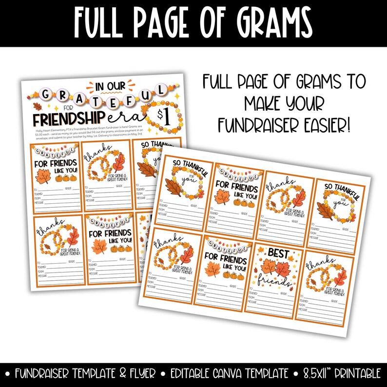 Gratitude Gram Inclusive Bracelet Fundraiser Flyer Template Grateful ...