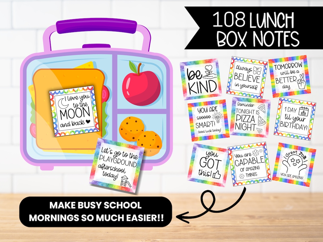 First Day of School Lunchbox Notes for Girls Boys Kindergarten First ...